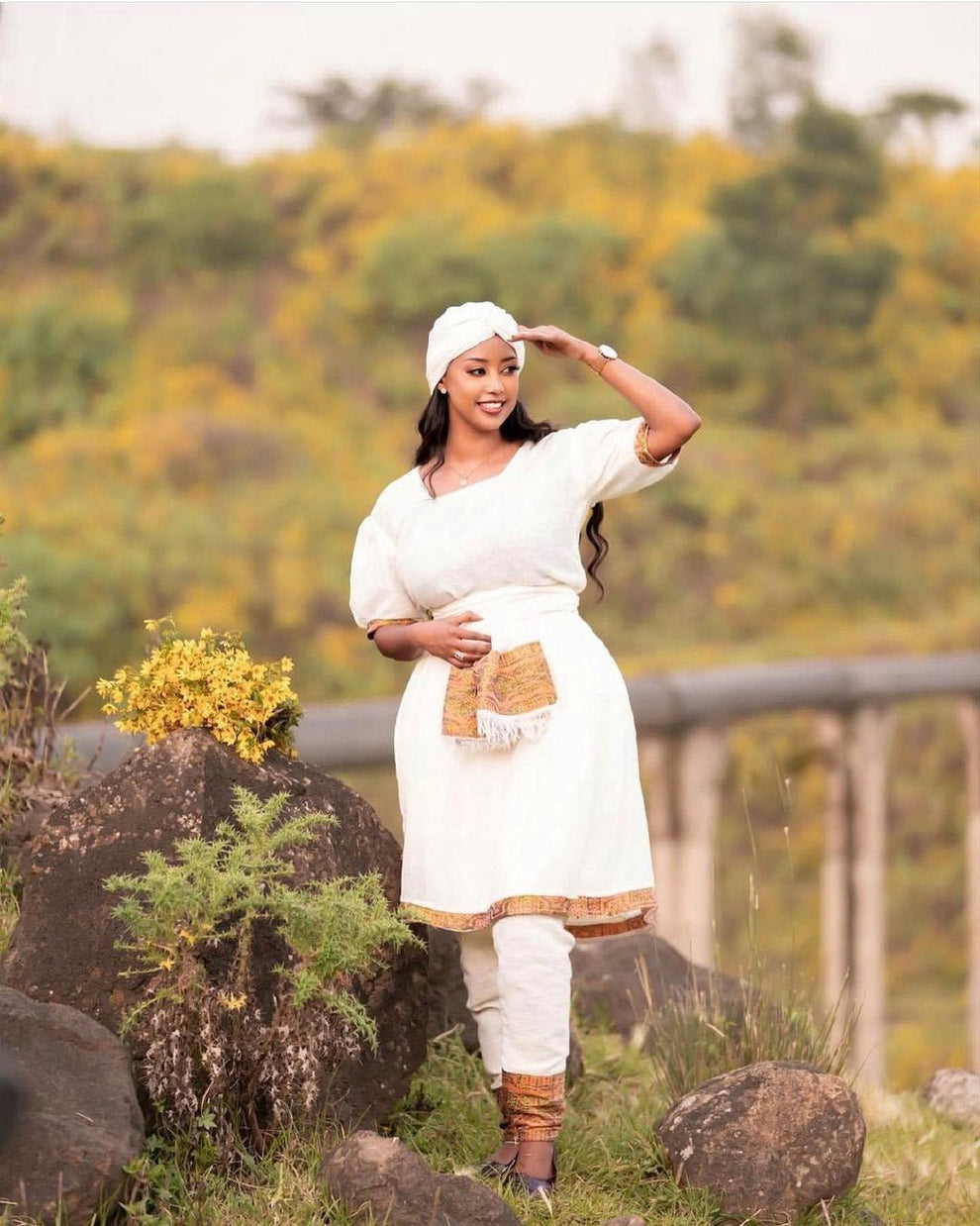 Modern Gurage Cultural Dress with Pants Set and Headscarf Traditional ...