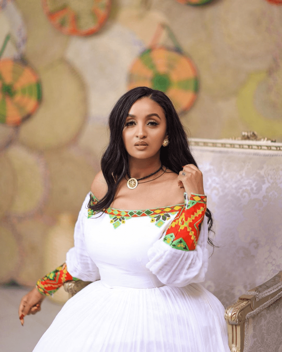 Vibrant Modern Habesha Dress: Off Shoulder Daring Traditional Ethiopia ...