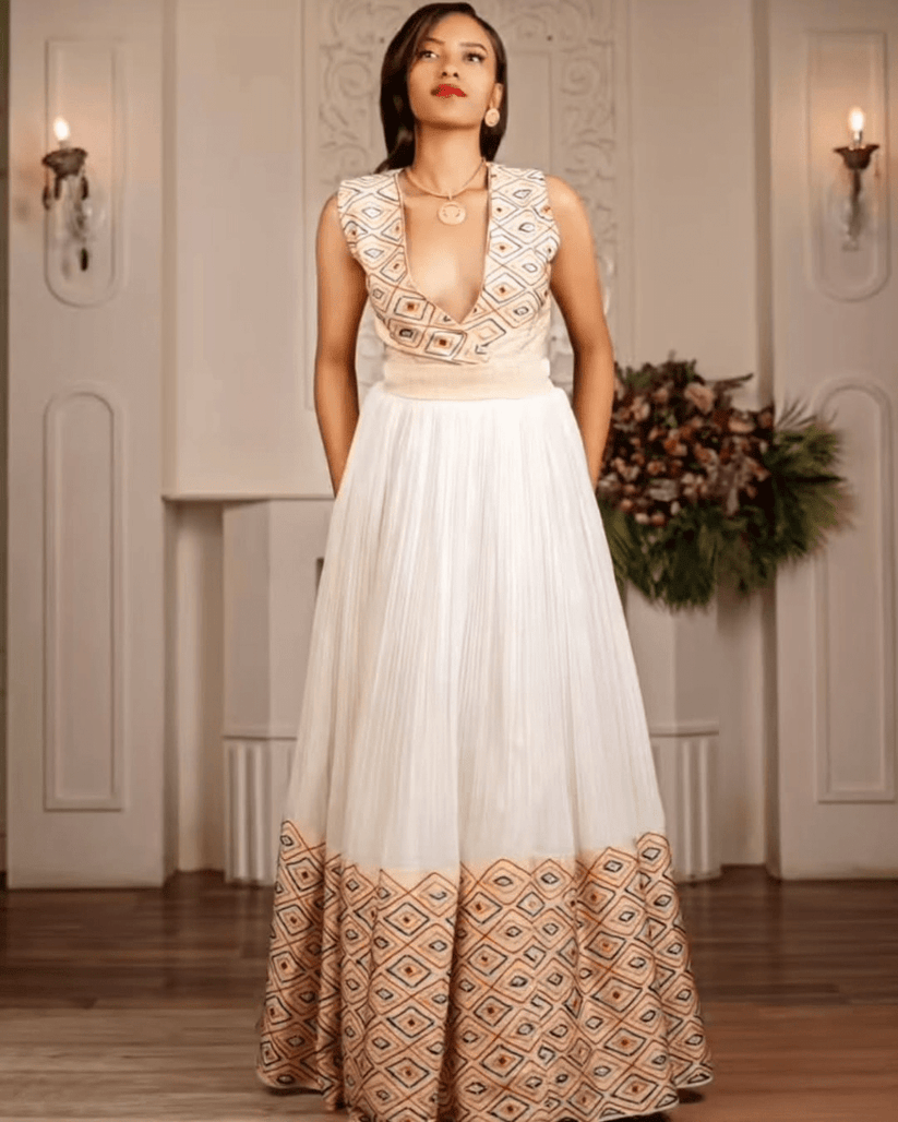 Intricate Design On Habesha Dress: Modern Design on Sleeveless Traditi ...