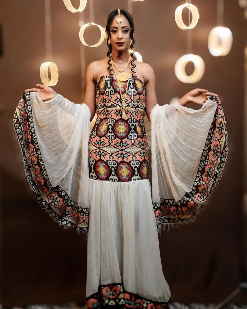 Unique Habesha Kemis with Sleeveless Design and Embroidery for Event ...
