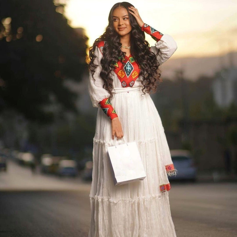 Exquisite Ethiopian Traditional Dress Habesha Dress Embroidery Habesha ...