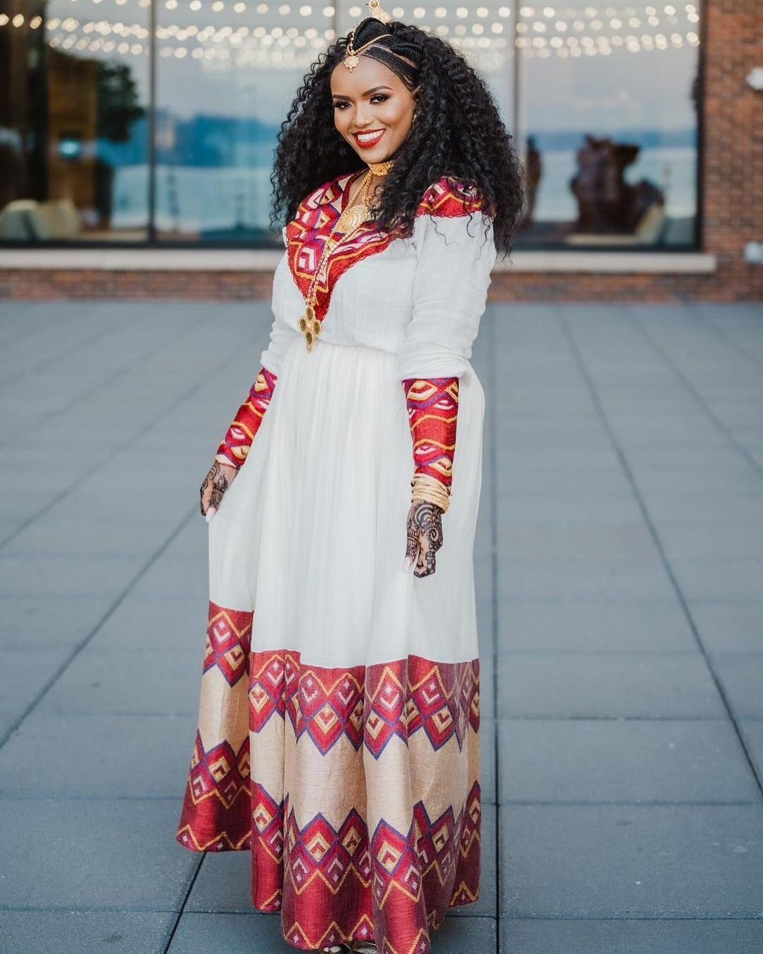 Red Habesha Dress with Vibrant Pattern Design Habesha Kemis Habesha Li ...