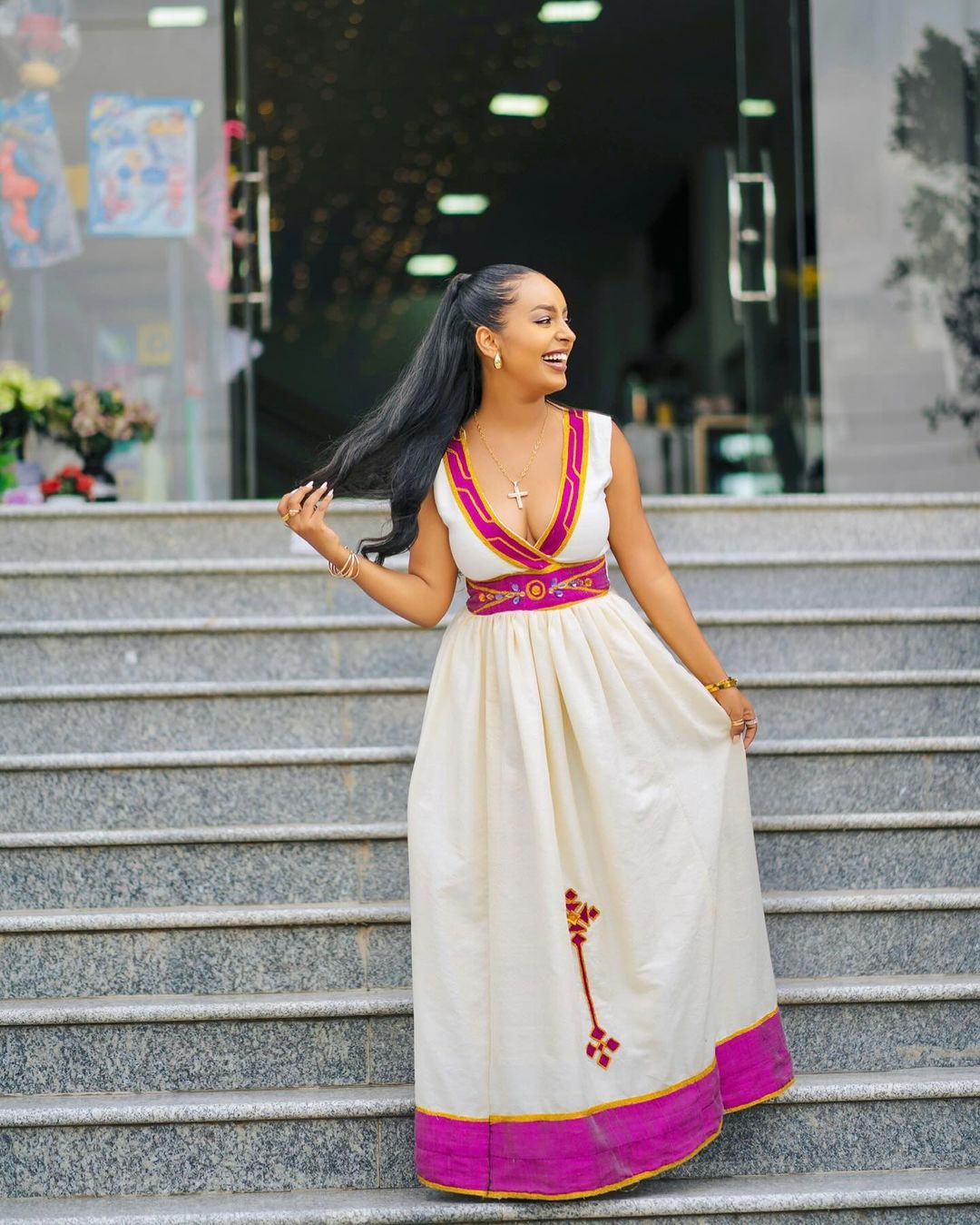 Stylish Purple Design Habesha Dress Modern Habesha Kemis Traditional E ...
