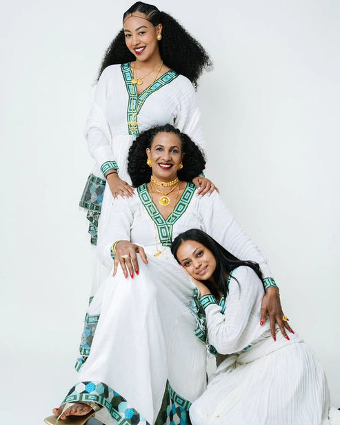 Beautiful Multi-Colored Pattern Habesha Dress Stylish Habesha Kemis De ...