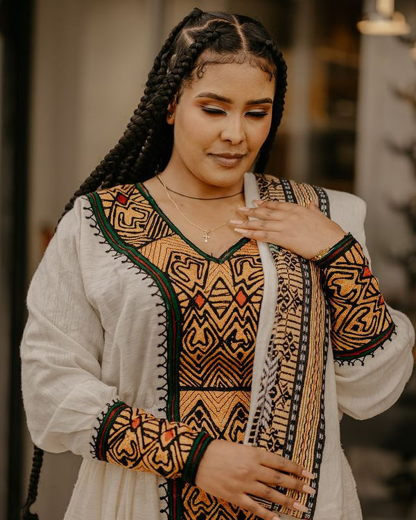 Vibrant Cultural Habesha Dress Ethiopian Traditional Dress Stunning Ha ...
