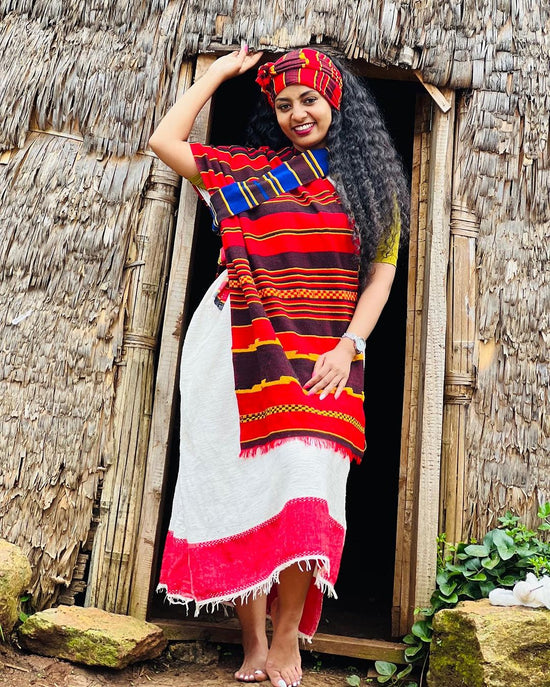 Colorful Design Wolayta Cultural Dress with Dunguza Scarf Wolayita Dre ...