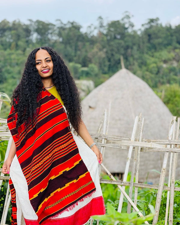 Colorful Design Wolayta Cultural Dress with Dunguza Scarf Wolayita Dre ...
