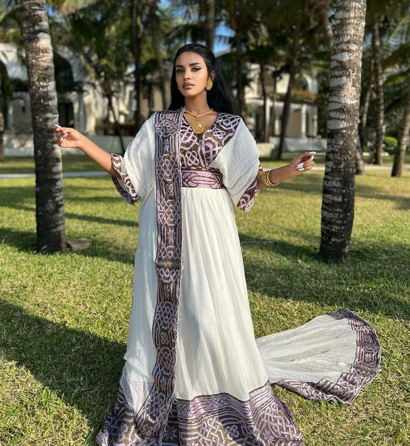 Spectacular Purple Ethiopian Traditional Dress: with Amazing Cultural ...