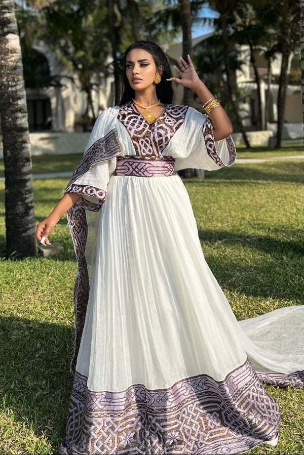 Spectacular Purple Ethiopian Traditional Dress: with Amazing Cultural ...