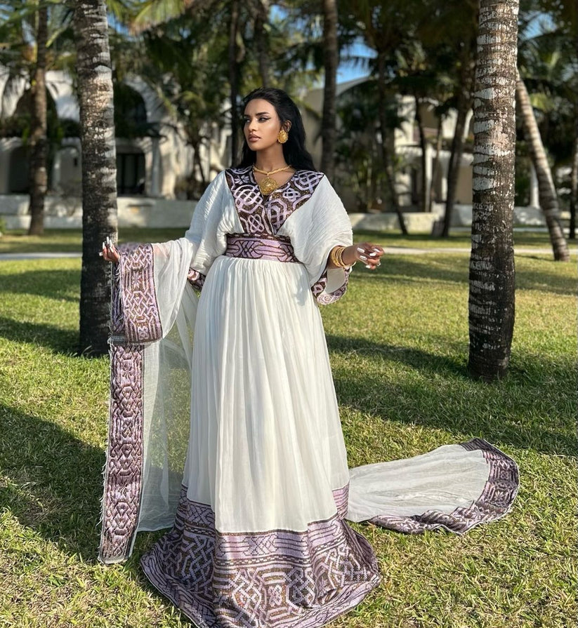 Spectacular Purple Ethiopian Traditional Dress: with Amazing Cultural ...
