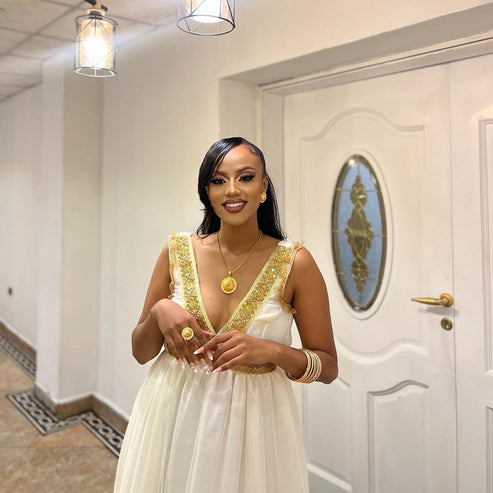 Shiny Modern Elegant Habesha Kemis Simple Habesha Dress – TheEthiopianStore