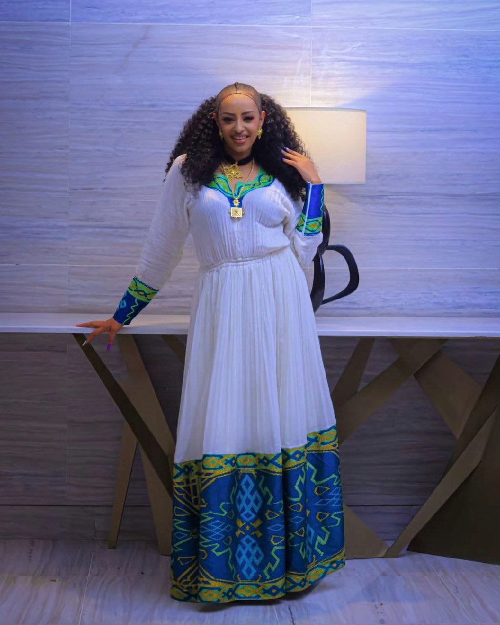 Blue Gorgeous Pattern Habesha Dress Modern Habesha Kemis Design Habesh ...
